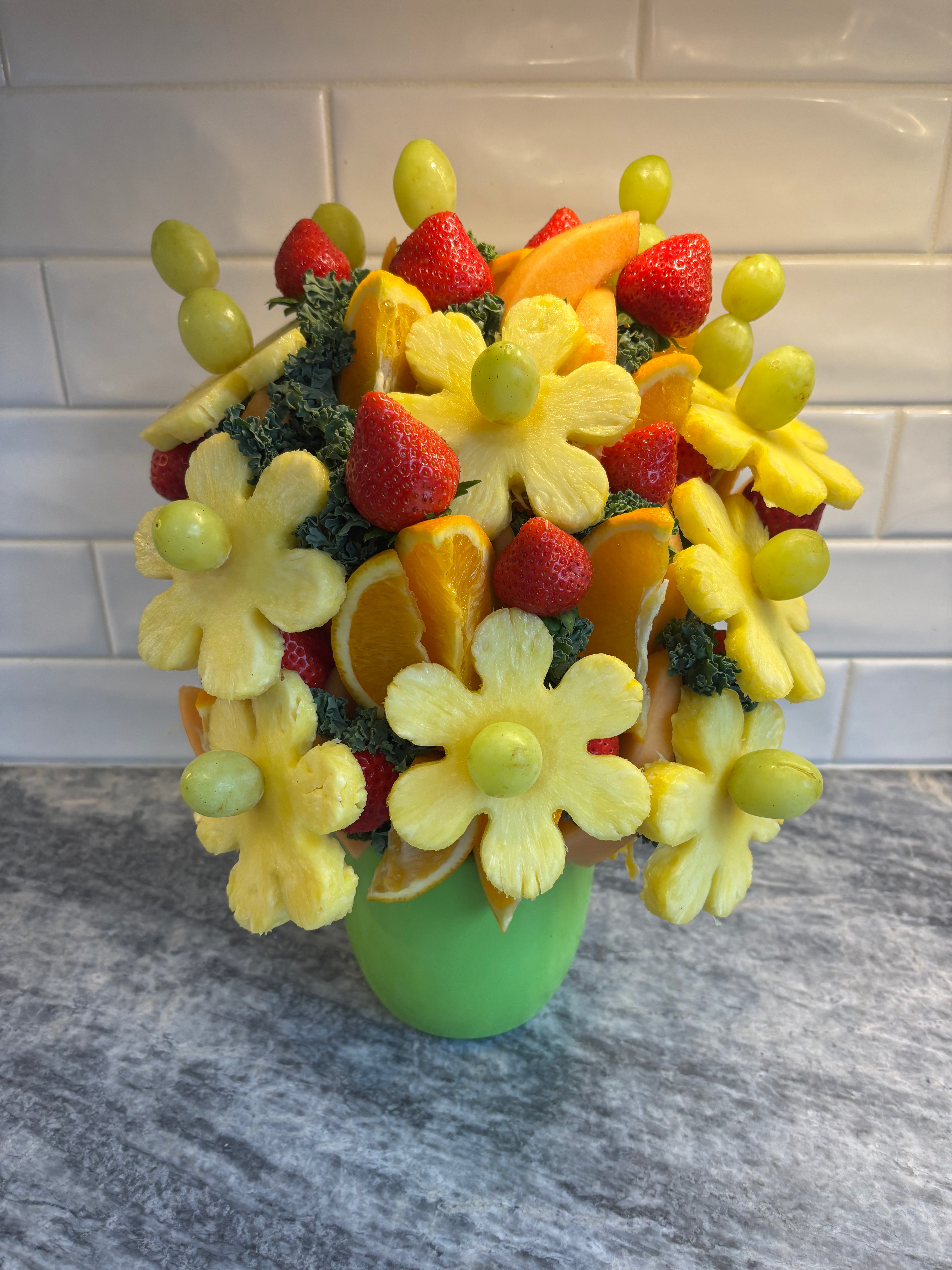 Fresh Fruit Bouquet – Fruit over Flowers